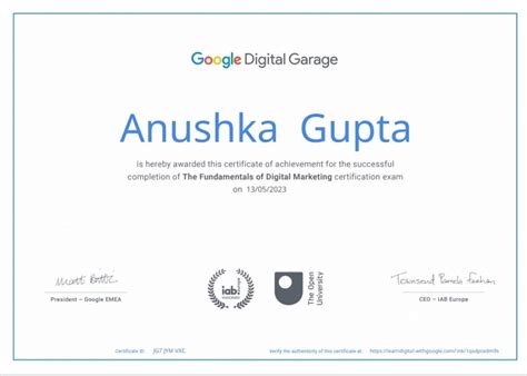 Anushka Gupta On Linkedin Successfully Completed The Fundamentals Of Digital Marketing Exam