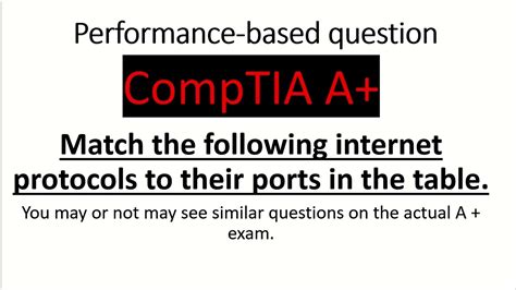 Simulation Comptia A Matching Internet Protocols To Their Port Numbers Youtube