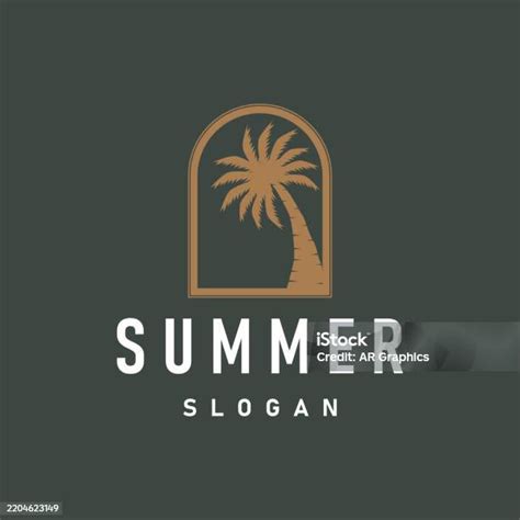 야자수 바다와 일몰 로고 해변 여름 일러스트 템플릿이있는 여름 해변 컨셉 나무에 대한 스톡 벡터 아트 및 기타 이미지 나무