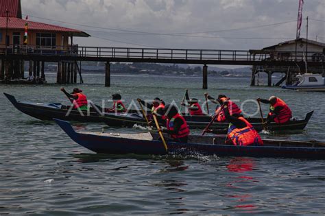 Lomba Dayung Perahu Sampan Di Batam Antara Foto