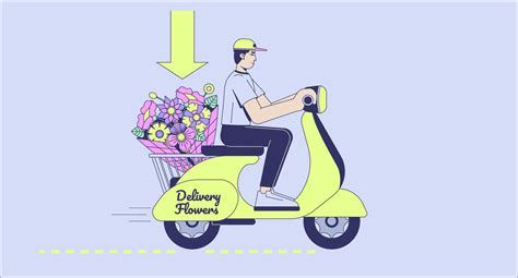 Flower Delivery Scooter Graphic For Quick Service 69525497 Vector Art