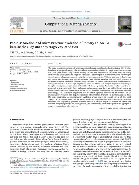 Pdf Phase Separation And Microstructure Evolution Of Ternary Fesnge