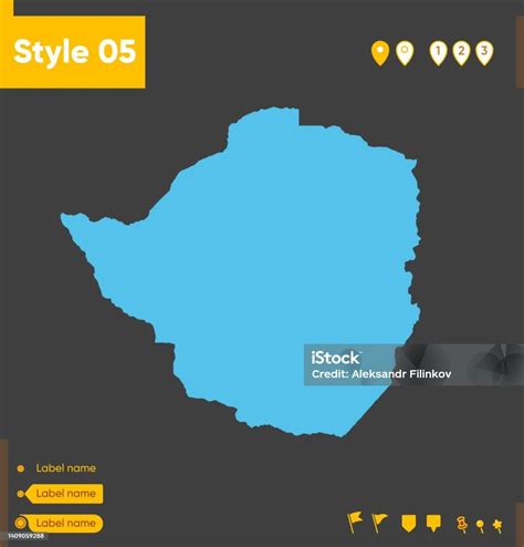 Zimbabwe Carte Isolée Sur Fond Gris Plan De La Carte Illustration