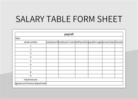 Salary Table Sheet Form Excel Template And Google Sheets File For Free Download Slidesdocs