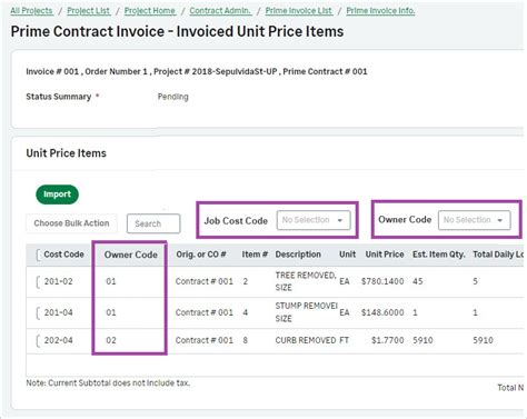 New Columns And Filters For Owner Codes In Prime Contract Invoices Aha Sagecm 39