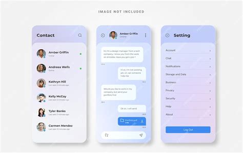 심플한 Ui 디자인 채팅 모바일 앱 프리미엄 벡터