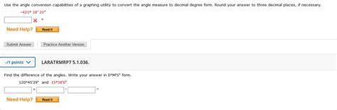 Solved Use The Angle Conversion Capabilities Of A Graphing Chegg
