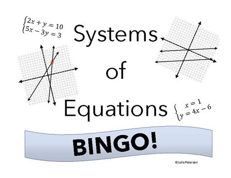 Solving Systems Of Equations Eliminationsubstitutiongraphing Bingo Activity