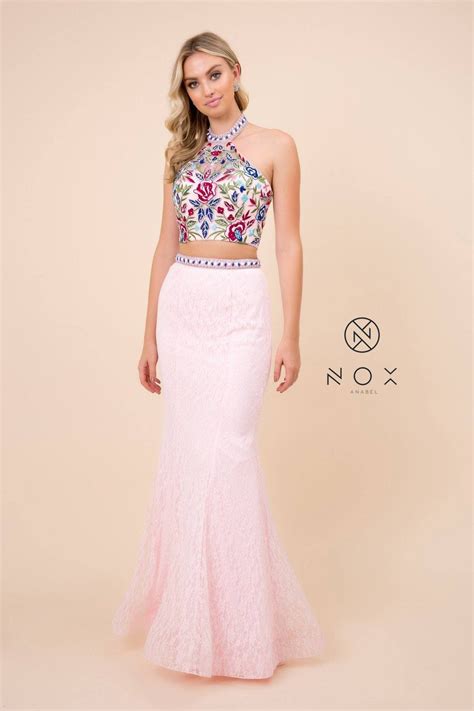 Two Piece Prom Dresses Crop Top Prom Dresses 2 Piece Prom Gowns