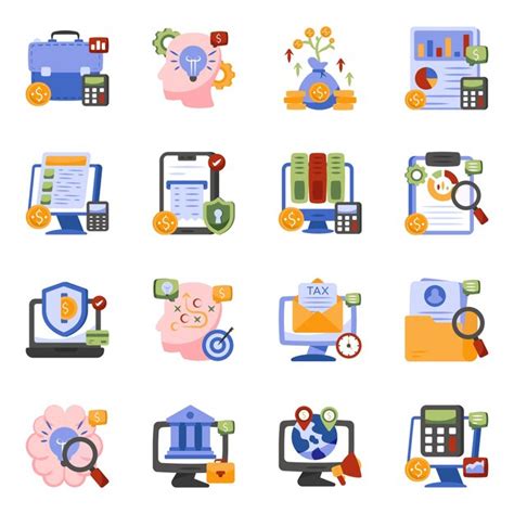 Pack De Iconos Planos De Negocios Y Estrategia Vector Premium