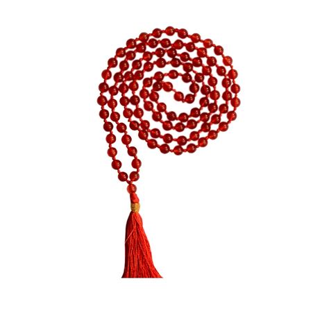 Takshila Gems® Natural Red Agate Mala 1081 6 Mm Knotted Beads Mala