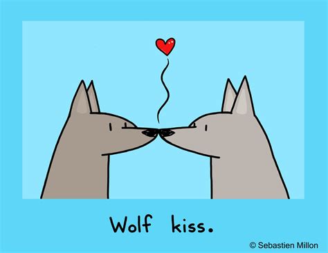 Cartoon Wolves Kissing