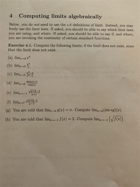 Solved 4 Computing Limits Algebraically Below You Do Not