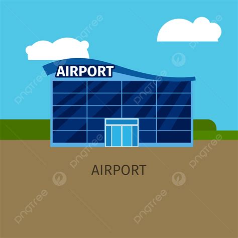 รูปอาคารสนามบินสีพร้อมป้าย Png การเดินทาง ธุรกิจ สินค้าภาพ Png และ