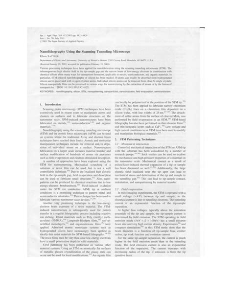 Pdf Nanolithography Using The Scanning Tunneling Microscope
