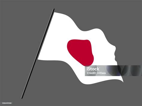 고립 된 일본의 세트 바람에 의해 흔들리는 흰색 일본 국기에 붉은 태양 개념에 대한 스톡 벡터 아트 및 기타 이미지 개념