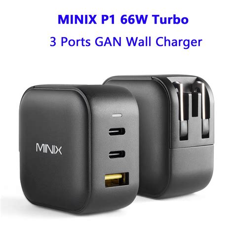 Minix Neo P1 66w Turbo 3 Port Gan Wall Charger 2 X Usb C Fast Charging