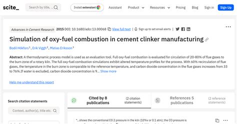 Simulation Of Oxy Fuel Combustion In Cement Clinker Manufacturing [scite Report]