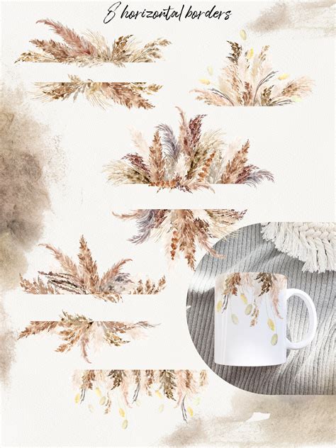 Watercolor Pampas Grass Collection Masterbundles