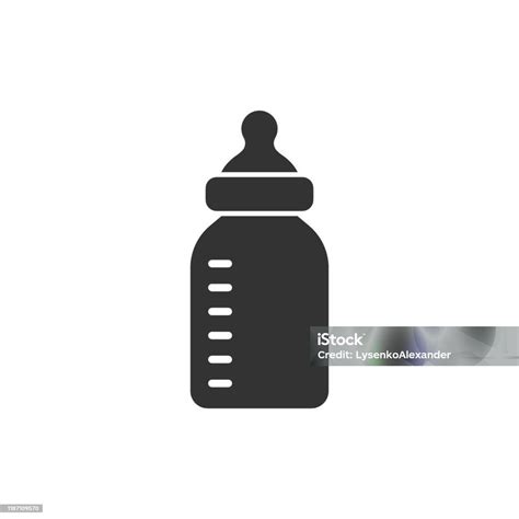 플랫 스타일의 젖병 아이콘 흰색 격리 된 배경에 우유 컨테이너 벡터 그림입니다 음료 유리 비즈니스 개념 우윳가루에 대한 스톡