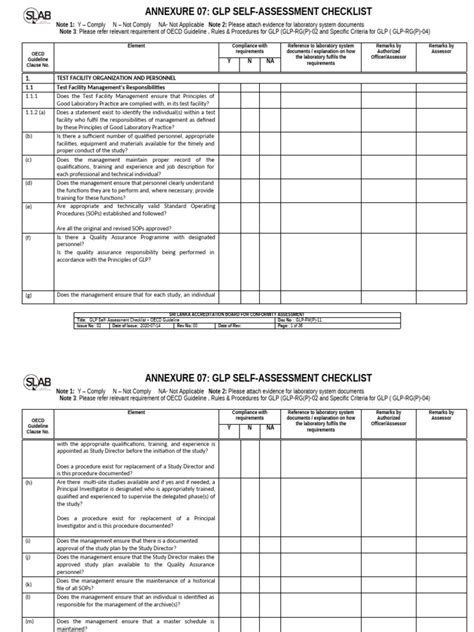 Glp Fmp 11 Self Assessment Checklist Pdf