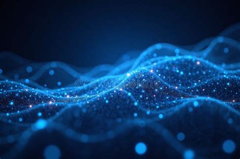 Futuristic High Tech Visual Network Lines Dots Blue Gradient Stock