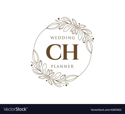 Ch Initials Letter Wedding Monogram Logos Vector Image