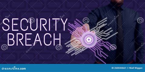 Writing Displaying Text Security Breach Internet Concept Unauthorized Access Of Data Gained By