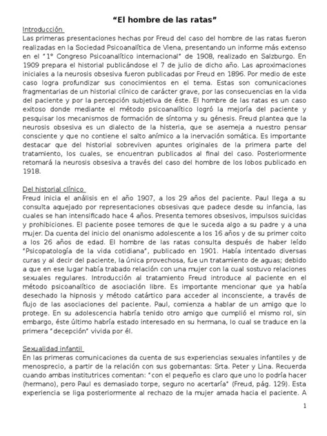 El Hombre De Las Ratas Pdf Sigmund Freud Psicoanálisis