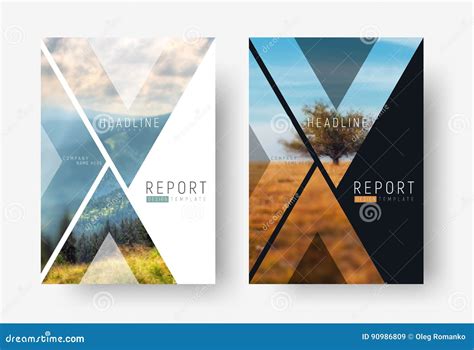 Cover Template For A Report In A Minimalistic Style With Triangular
