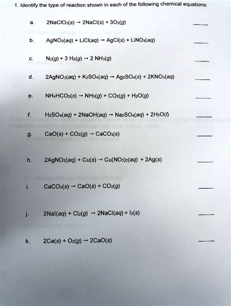 SOLVED Texts Identify The Type Of Reaction Shown In Each Of The