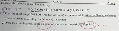 Solved Consider The Below Boolean Function 5 Pts 24 16zn Chegg