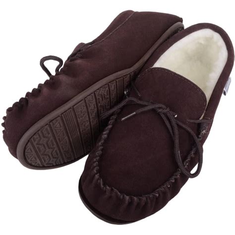 Suede Moccasin Slipper Thick Wool Lining Rubber Sole Snugrugs