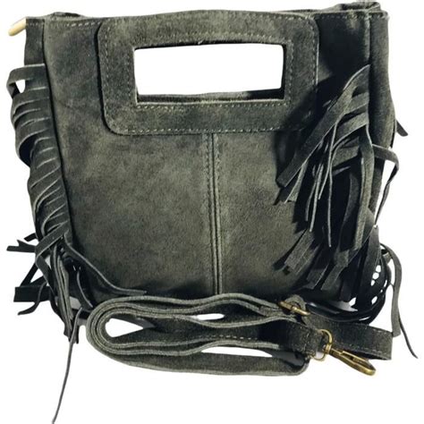 Sac À Main Femmes Cuir Véritable Façon Daim À Franges Bandoulière Porté