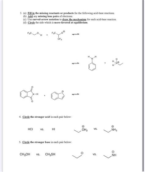solved 3 a fill in the missing reactants or products for