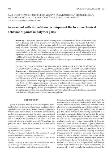 PDF Assessment With Indentation Techniques Of The Local Mechanical