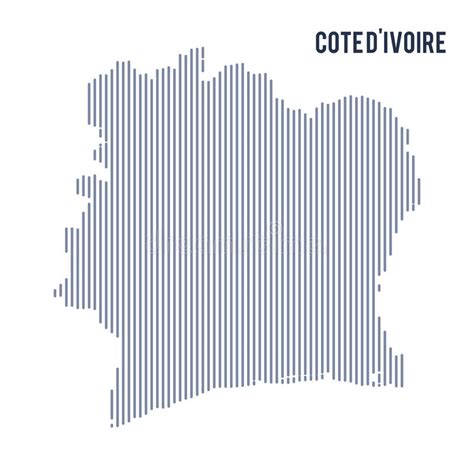 Vector Abstract Hatched Map Of Cote D Ivoire With Vertical Lines