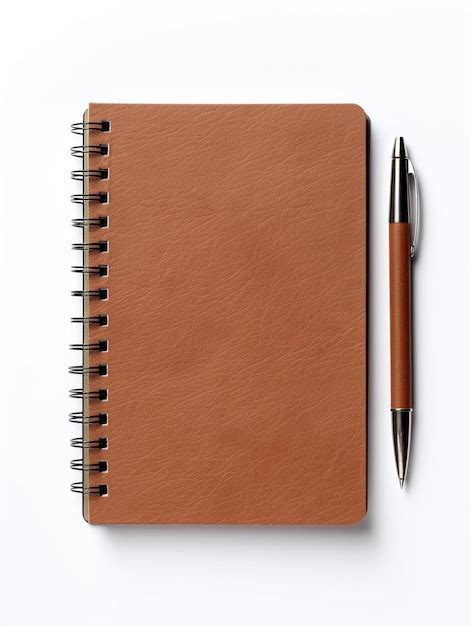 Premium Photo Brown Notebook And Pen Isolated On White Background