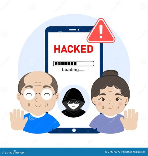 Older Warning Smartphone With Hacker Alert Stock Vector Illustration Of Computer Hack 274375272