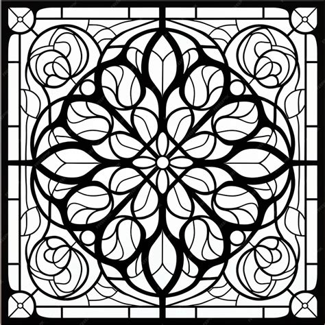 Black And White Stained Glass Pattern Premium Ai Generated Image