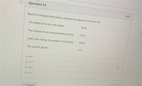 Solved D Question 12 Based On The Given Data Below
