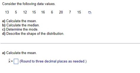 Solved Consider The Following Data