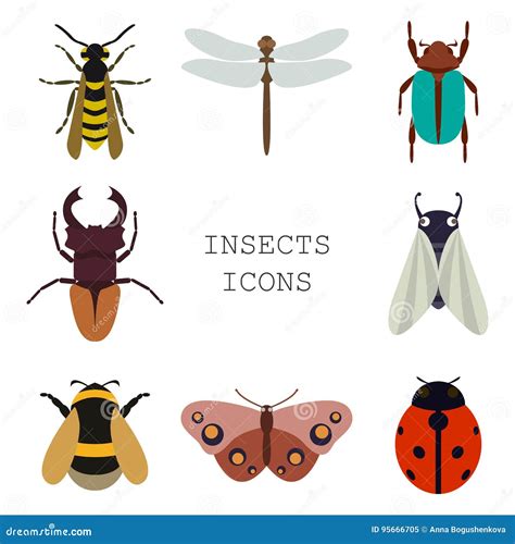 Vector Illustration Of Insects Icons Color Set Stock Vector Illustration Of Mobile Cockroach