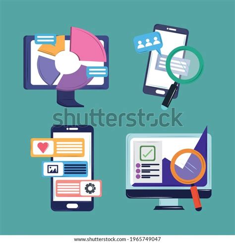 Seo Improving Ranking Analysis Set Stock Vector Royalty Free