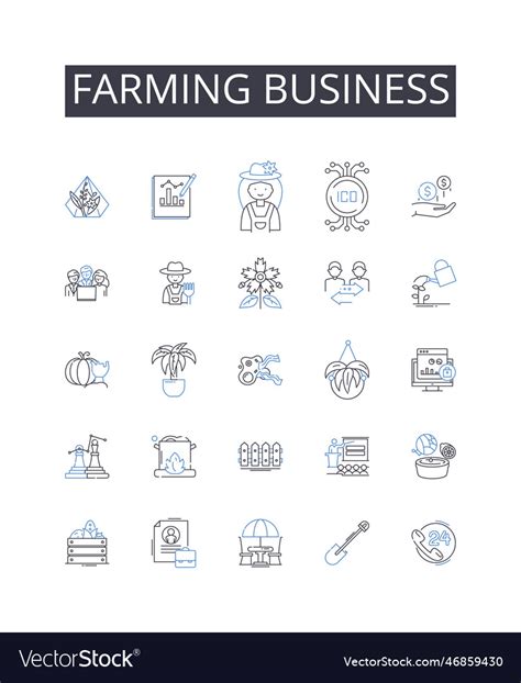 Farming Business Line Icons Collection Retail Vector Image