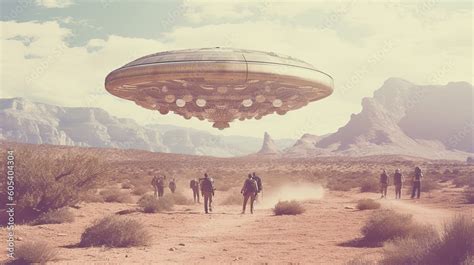 Filmic Scenery Of An Alienship Landing On Planet Earth Generative Ai