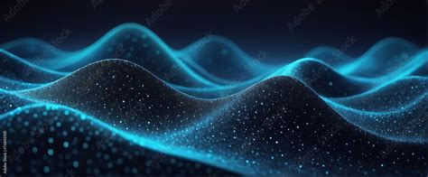 Abstract Blue Interweaving Of Colored Dots And Lines Wave Of Dots And Particles Technology