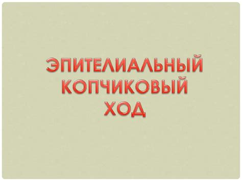 Эпителиальный копчиковый ход ЭКХ Online Presentation