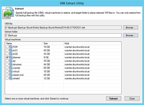 veeam extract utility quick restores without the veeam server