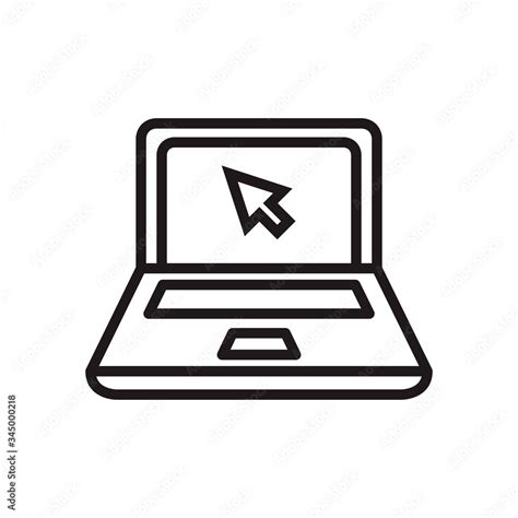 Laptop With Cursor Icon Notebook With Pointer Display With Click Icon Line Style Design
